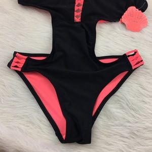 Coral Tropics | Swim | Coral Tropics Black And Neon Monokini One Piece ...